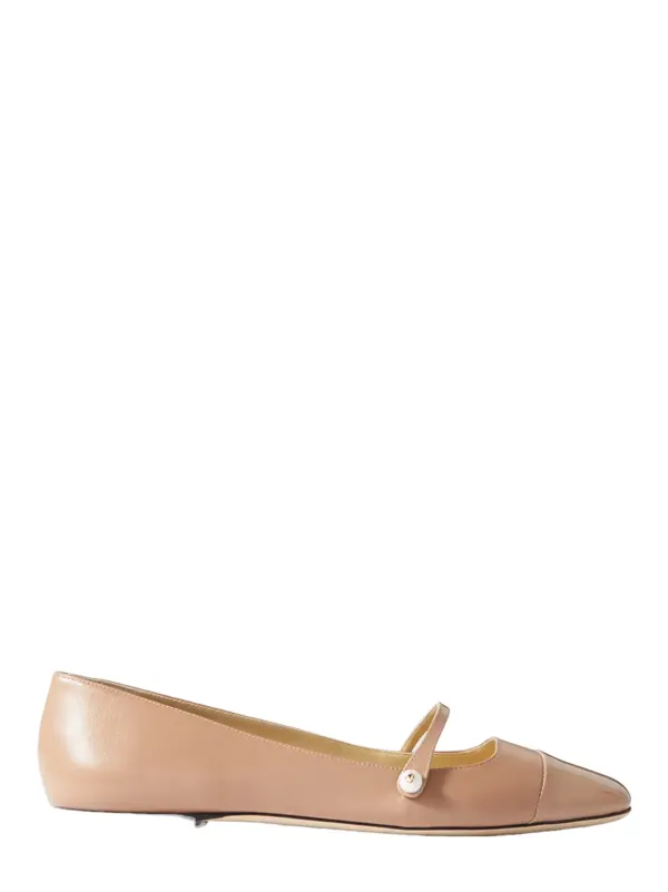 JIMMY CHOO Elisa Leather Mary Jane Flats - Neutrals