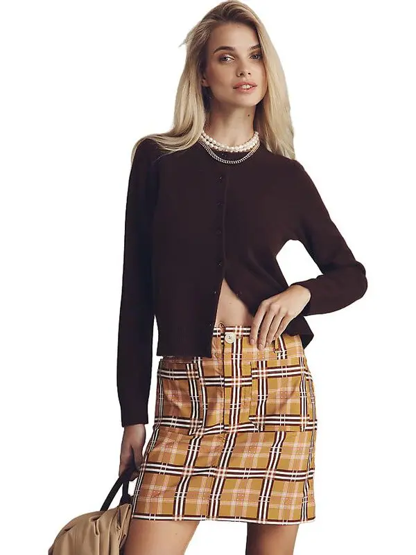 Maeve The Colette Mini Skirt - Yellow Pattern
