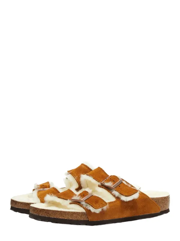 BIRKENSTOCK Arizona Fur Sandals - Mink Suede