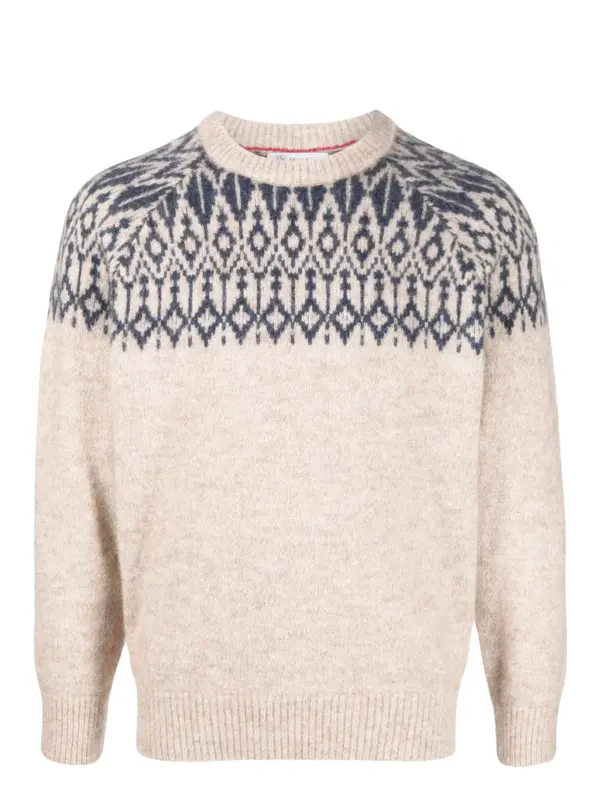 Brunello Cucinelli Patterned Knit Crew-neck Jumper - Neutrals