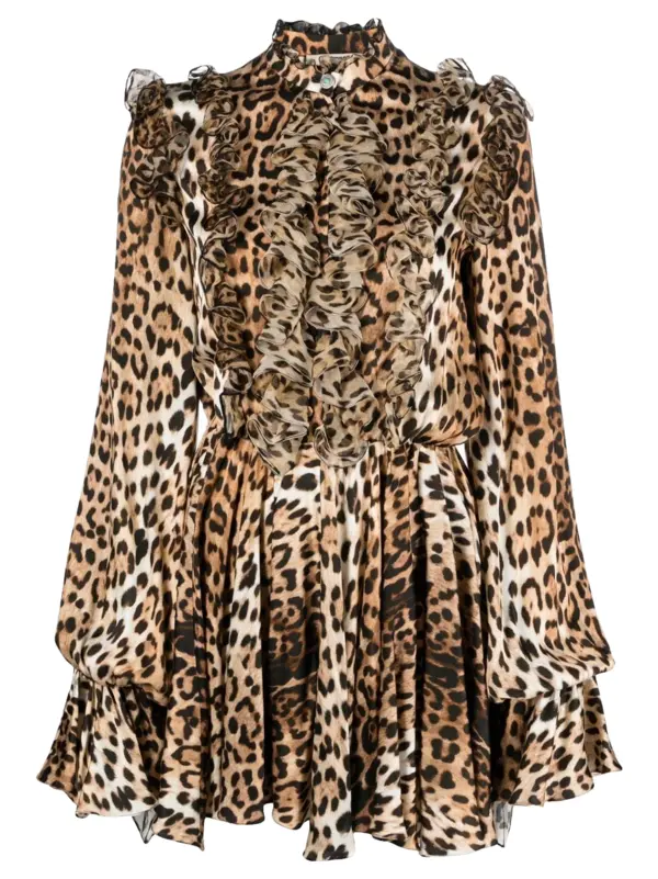 Roberto Cavalli Leopard-print Dress - Neutrals