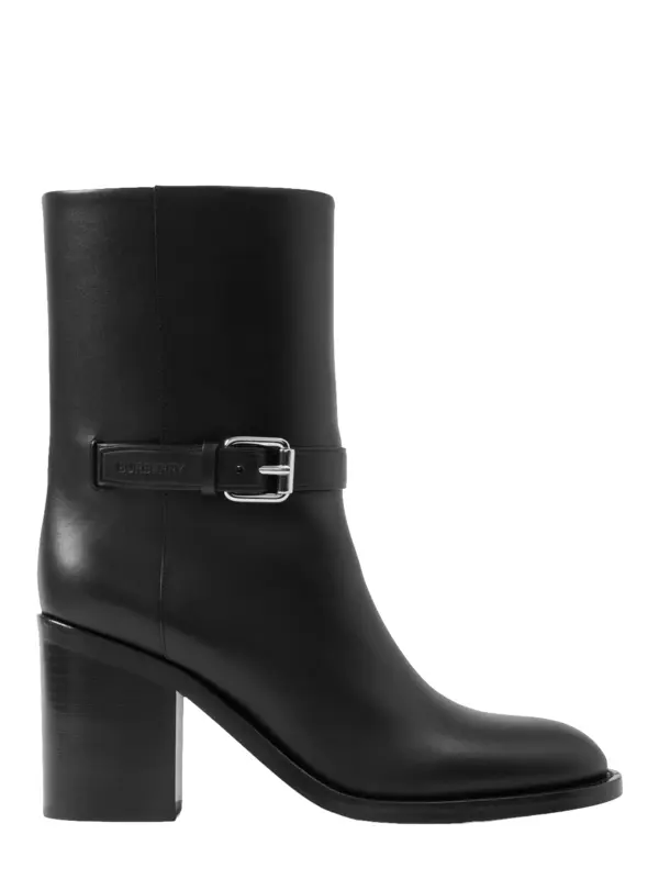 Burberry 80mm Leather Ankle Boots - Black