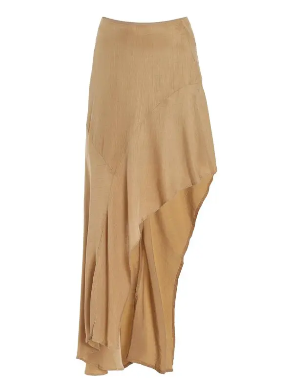 THIRD FORM Pressed Petals Asymmetric Midi Skirt - Brown