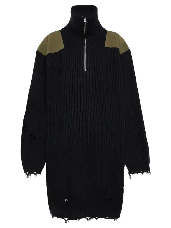 MAISON MARGIELA Cotton And Wool Sweater Dress - Black