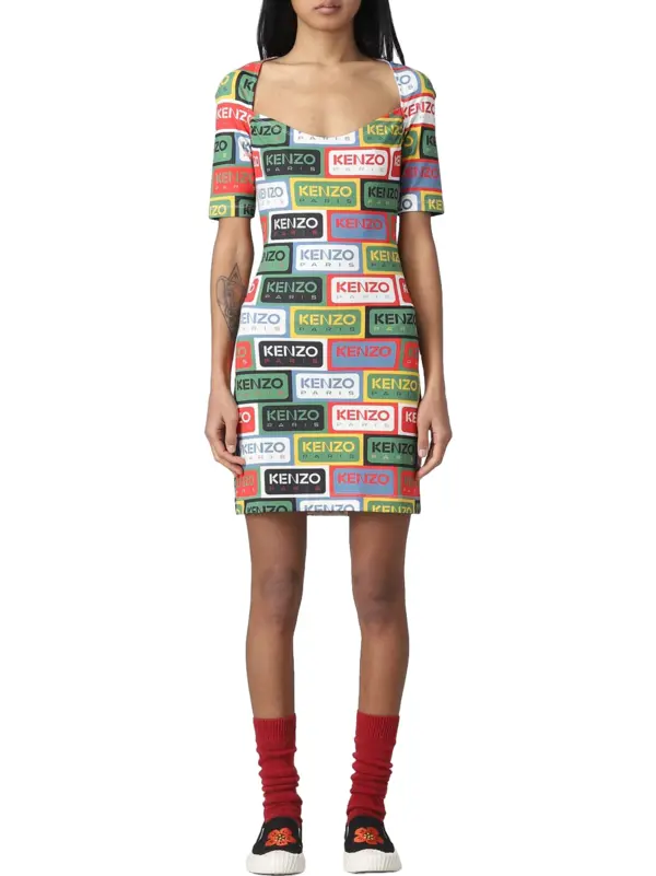 Kenzo Printed Mini Dress - Green