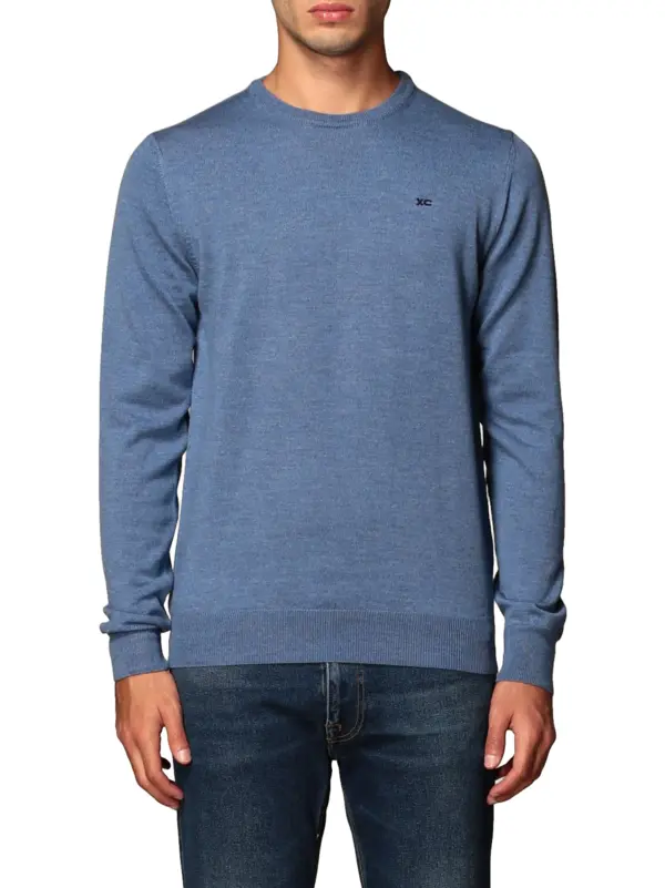 XC Crew Neck Sweater In Merino Wool - Gnawed Blue