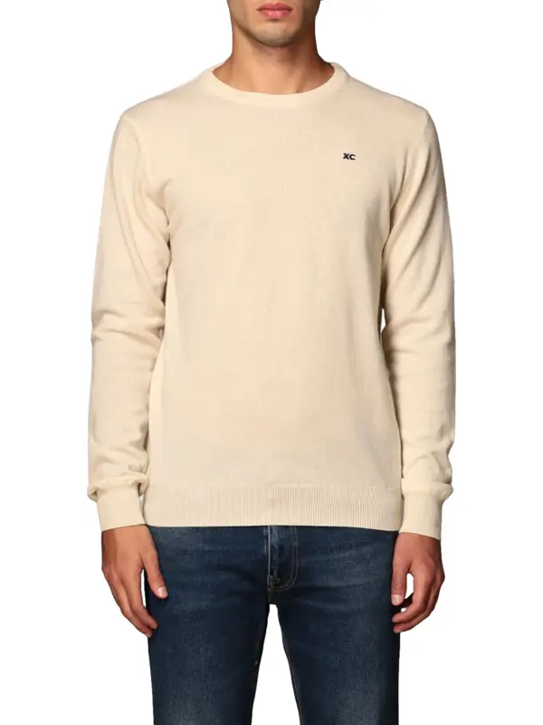 XC Sweater In Eco Cashmere With Logo - Yellow Cream
