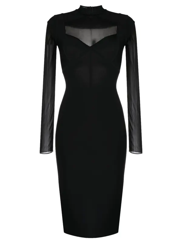 HERVE L. LEROUX Sheer-panel Dress - Black