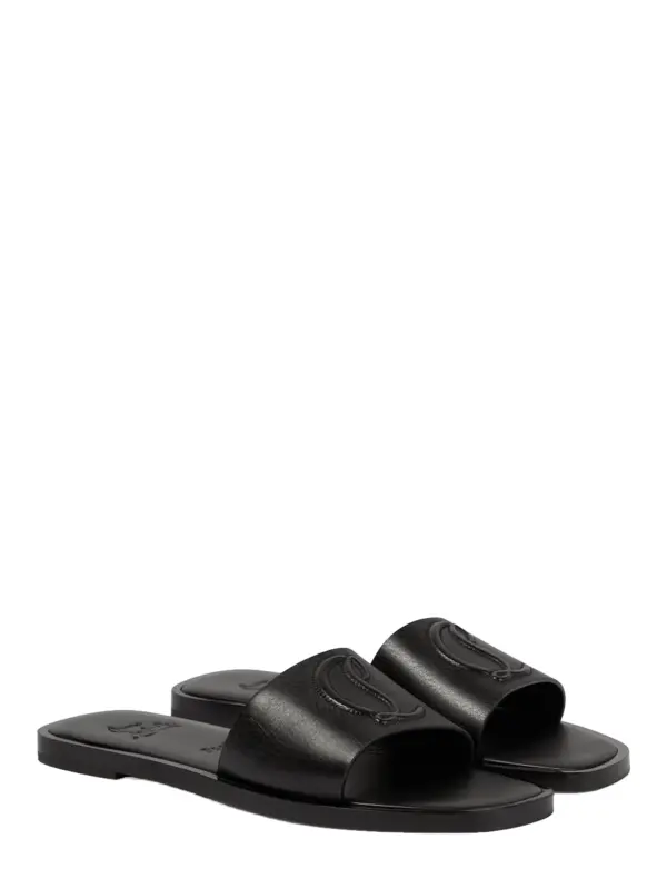 CHRISTIAN LOUBOUTIN Cl Mule Embossed Leather Sandals - Black