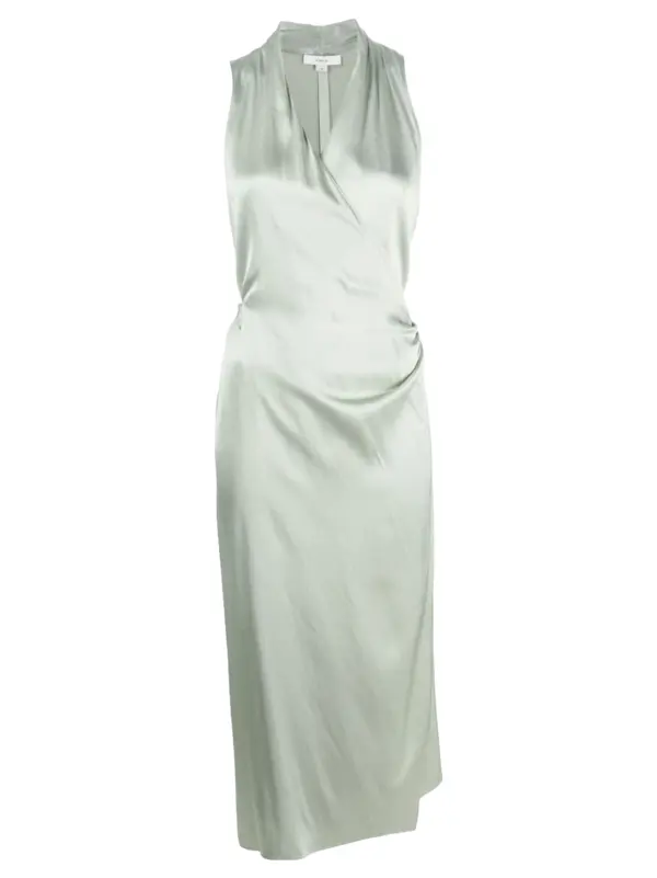 Vince Satin-finish V-neck Wrap Dress - Green
