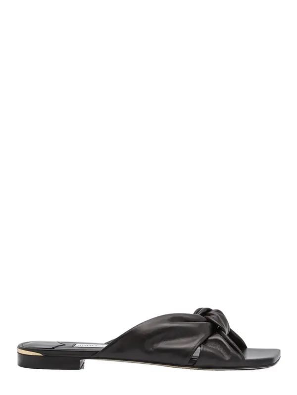 JIMMY CHOO Avenue Crisscross Flat Slides - Black
