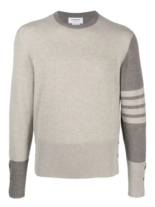 Thom Browne 4-bar Stripe Cashmere Jumper - Neutrals
