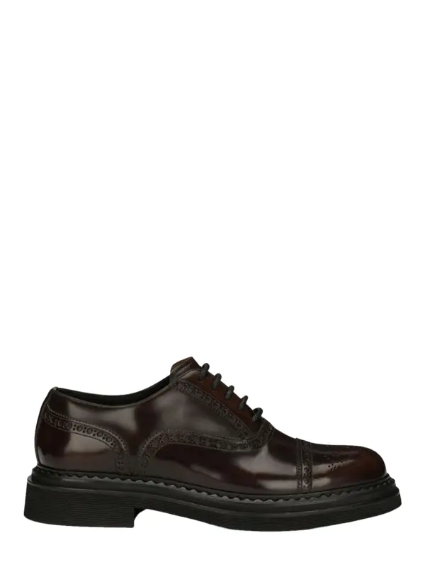 Dolce & Gabbana Francesina Leather Derby Shoes - Brown