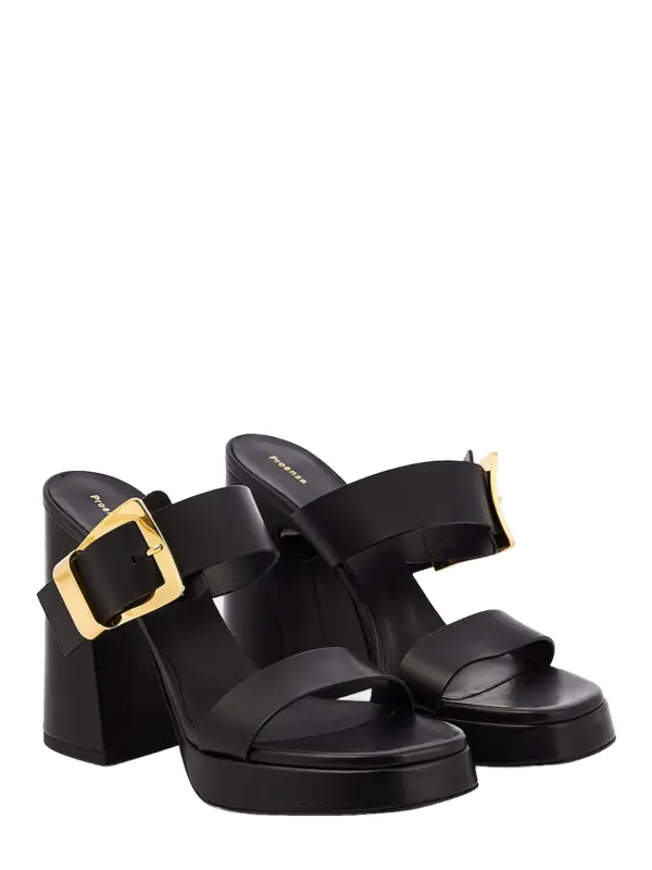 Proenza Schouler Buckle Leather Platform Mules - Beige