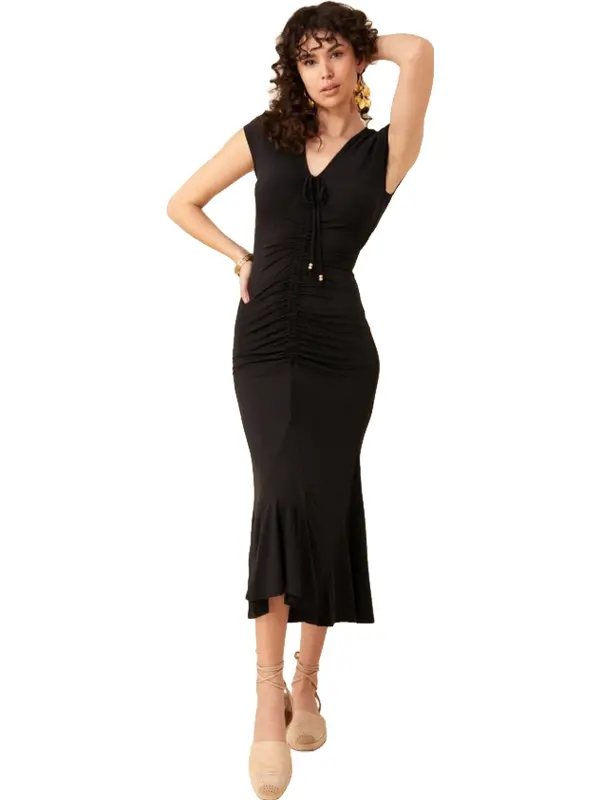Hale Bob Izidora Jersey Midi Dress - Black
