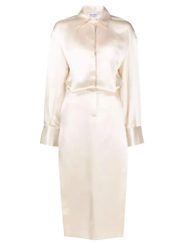 Attico Charla Satin Shirtdress - Neutrals