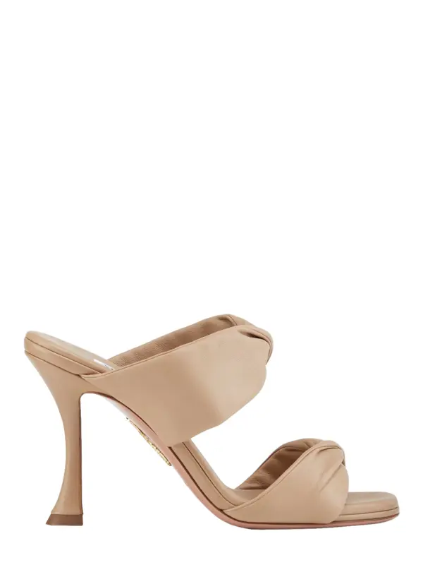 AQUAZZURA Leather Twist Heel Slide Sandals - Neutral Pattern