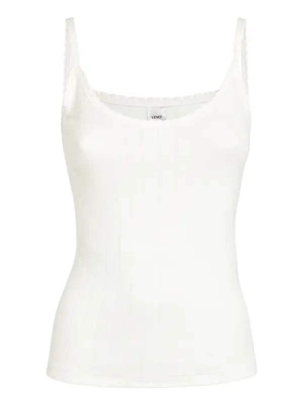 LESET Classic Pointelle Tank Top - White
