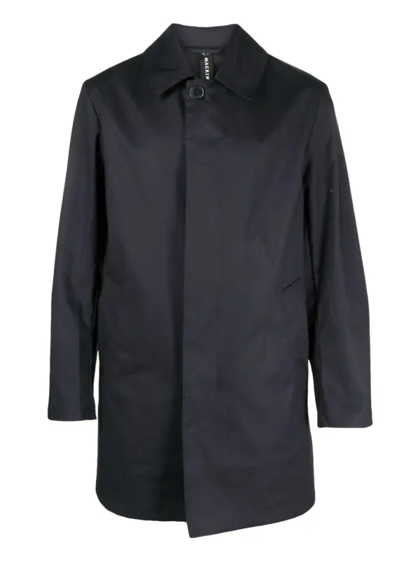 Mackintosh Single-breasted Cotton Raincoat - Blue