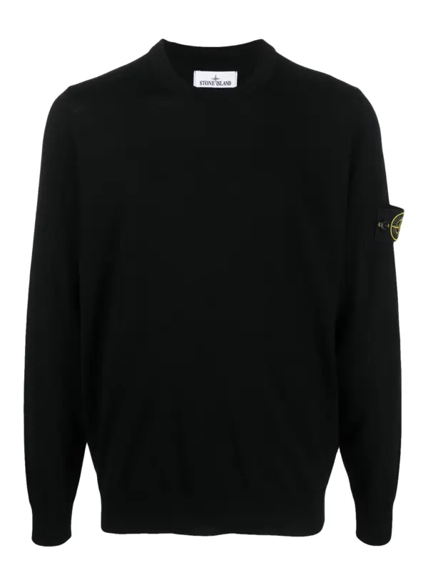 Stone Island Compass-patch Virgin Wool Jumper - Black