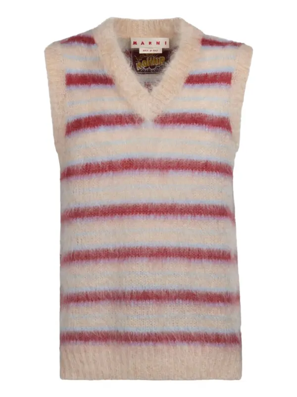 Marni Striped Mohair-blend Vest - Neutrals