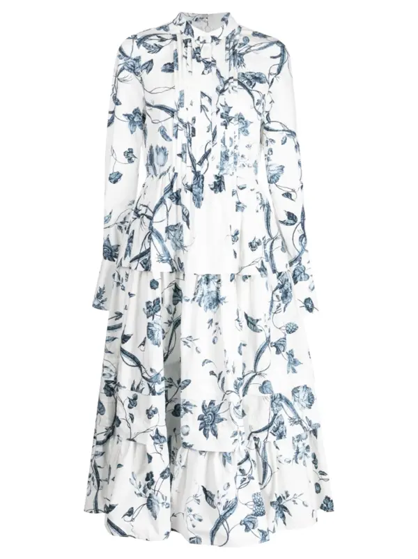 Erdem Floral-print Cotton Dress - White
