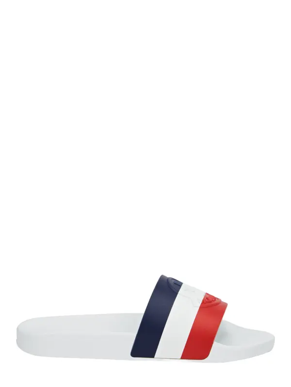 Moncler Basile Striped Rubber Slides - White
