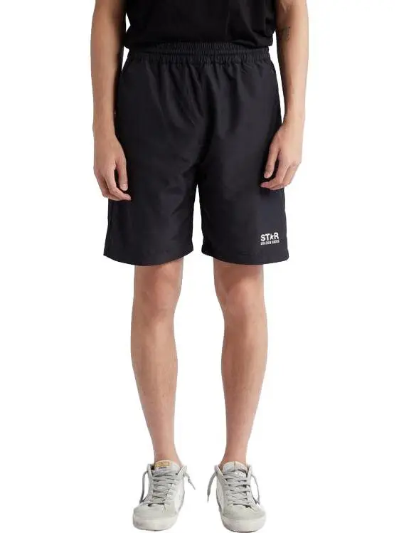 Golden Goose Diego Star Logo Wide Leg Shorts - Black