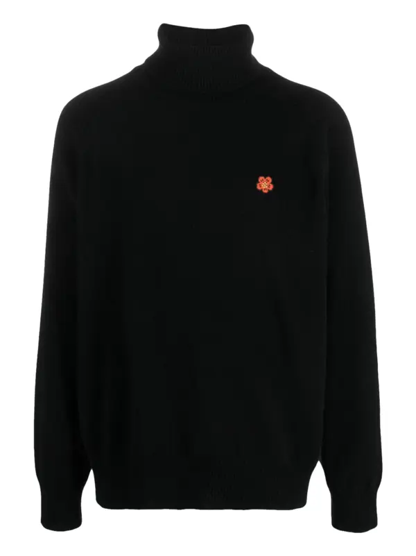 Kenzo Boke Flower-patch Wool Jumper - Black