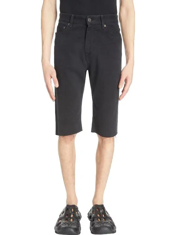 Balenciaga Slim Fit Denim Cutoff Shorts - Pitch Black