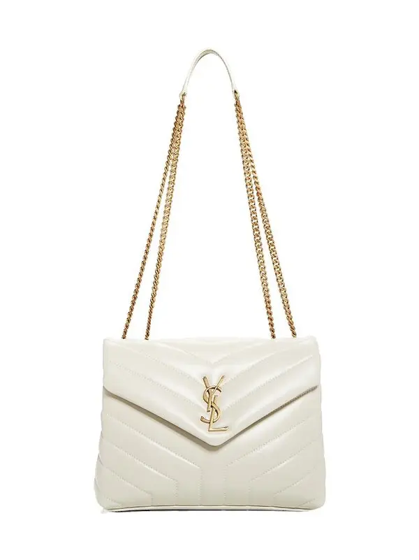 Saint Laurent Loulou Shoulder Bag - White Leather/gold