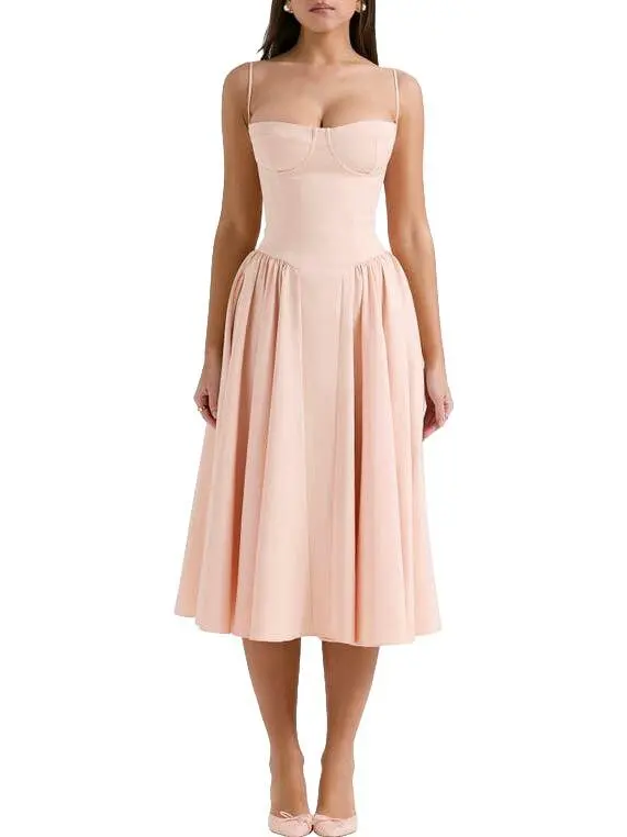 House Of Cb Samaria Corset Fit & Flare Dress - Peach Parfait