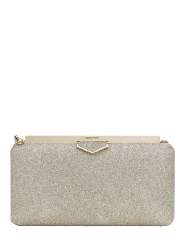 JIMMY CHOO Glitter Ellipse Clutch - Silver