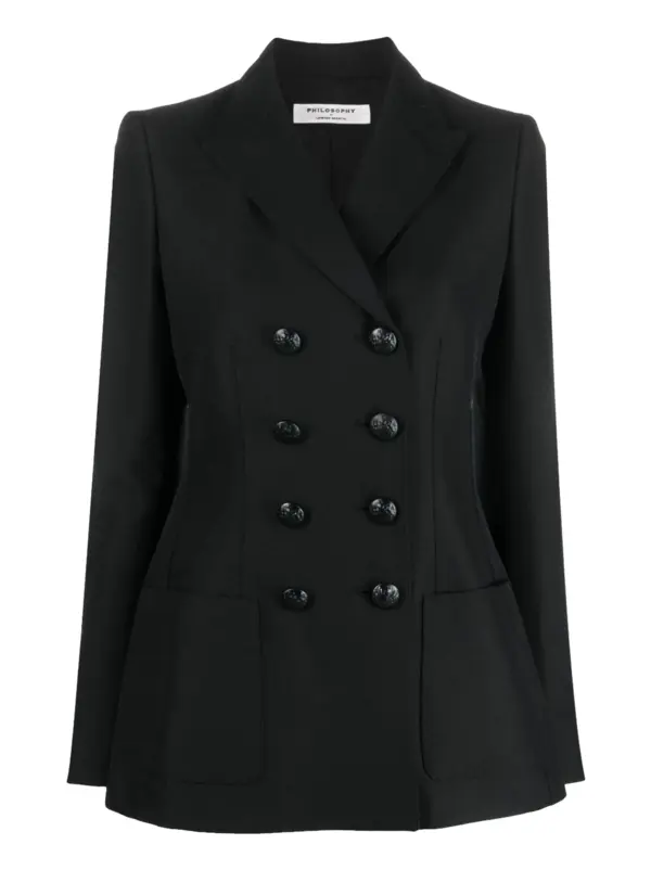 Philosophy Di Lorenzo Serafini Embossed-button Double-breasted Blazer - Black