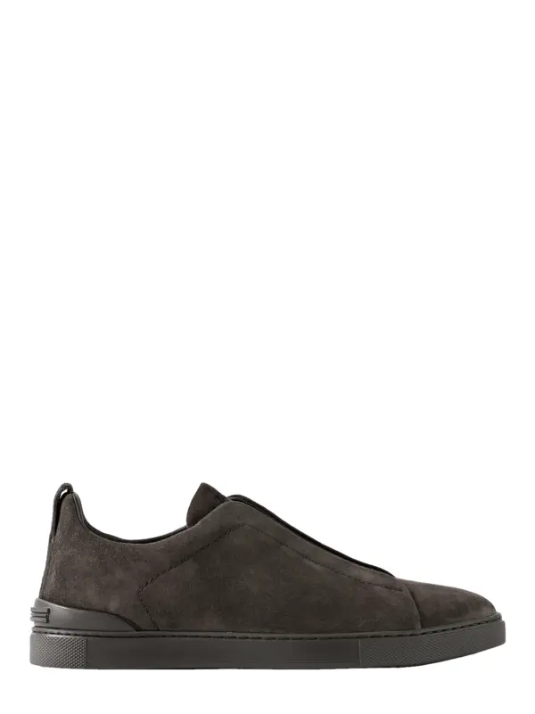 Zegna Triple Stitch™ Suede Slip-on Sneakers - Brown