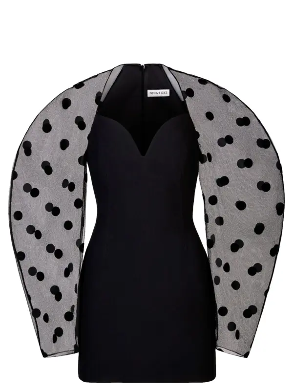 Nina Ricci Long-sleeve Tulle Mini Dress - Black