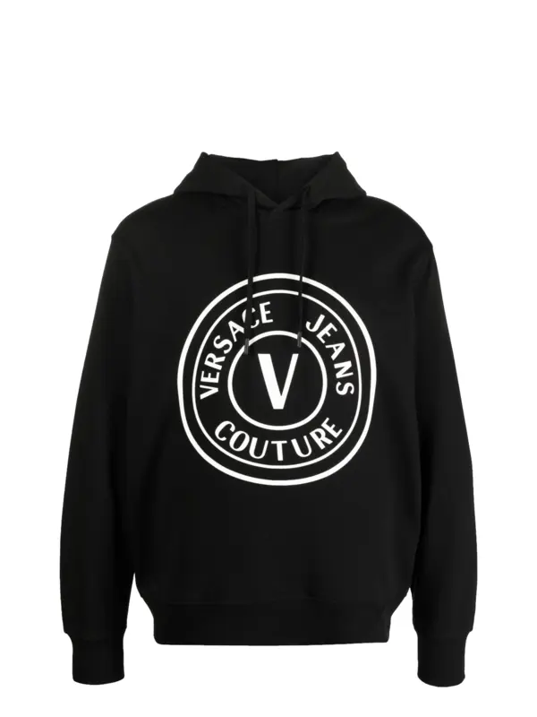 Versace Logo-print Cotton Hoodie - Black