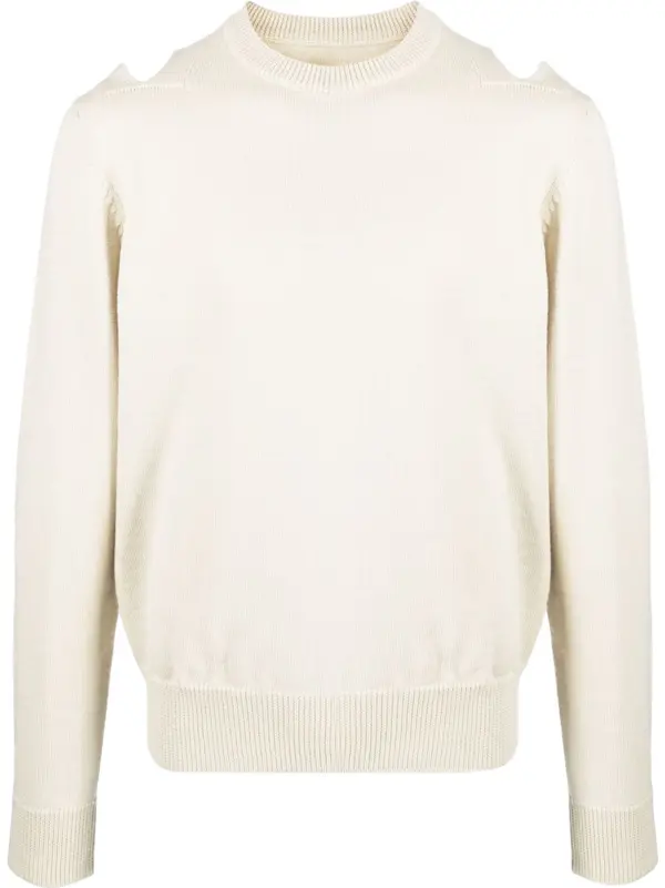 JIL SANDER Cut-out Wool Jumper - Neutrals