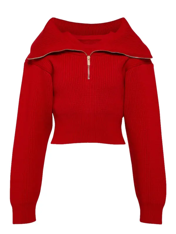 Jacquemus Le Maille Risoul Cropped Wool Sweater - Red