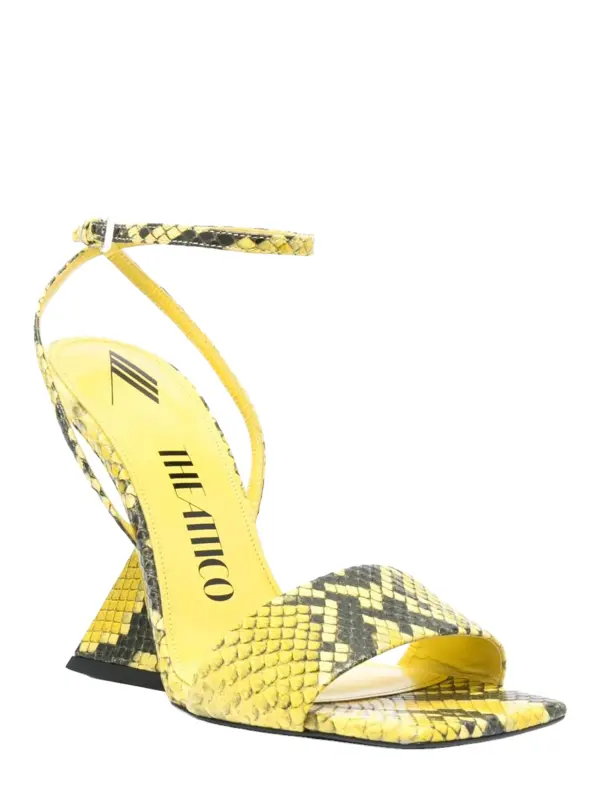 Attico Cheope 110mm Snake-effect Sandals - Yellow