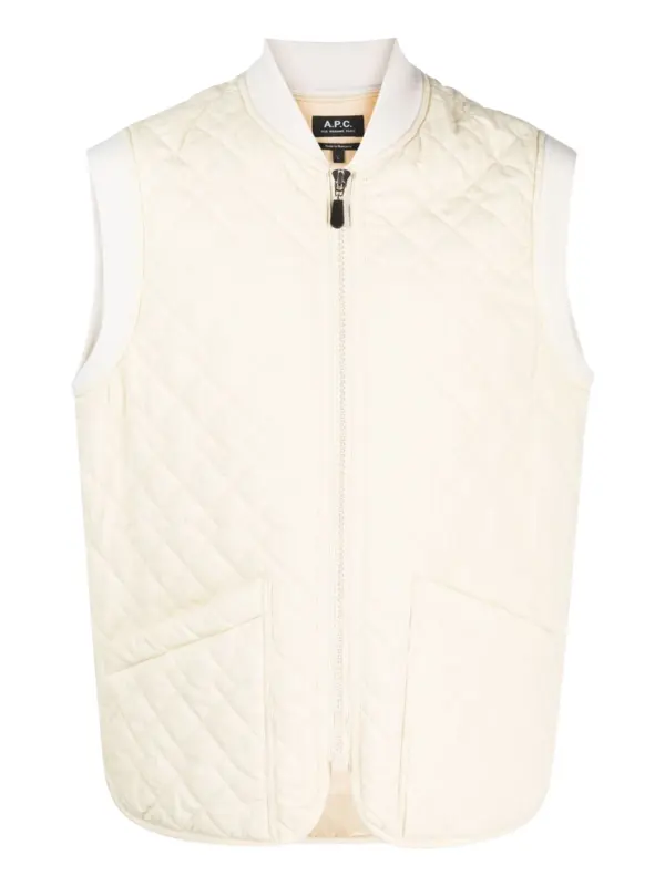 A.p.c. Diamond-quilted Zip-up Gilet - Neutrals