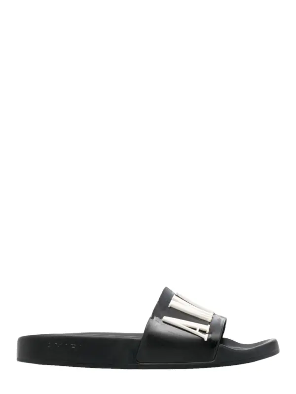 Amiri Logo-embossed Faux-leather Slides - Black
