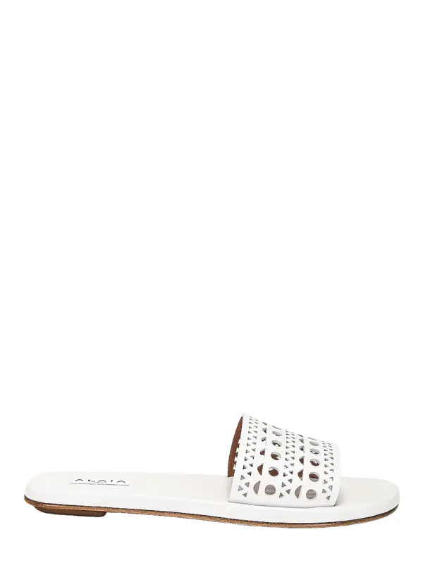 Alaïa Perforated Flat Sandal - Blanc Casse