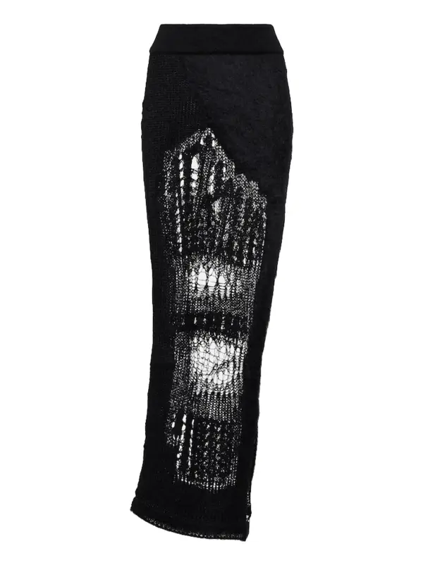 Rick Owens Distressed Mohair-blend Maxi Skirt - Black