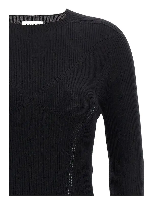 LANVIN Ribbed Crewneck Sweater - Black