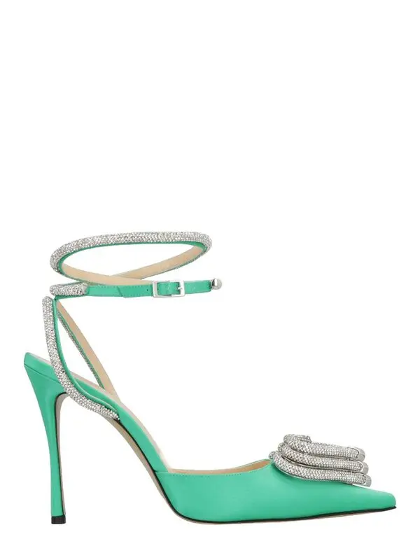 Mach & Mach Satin Slingback Pumps - Green
