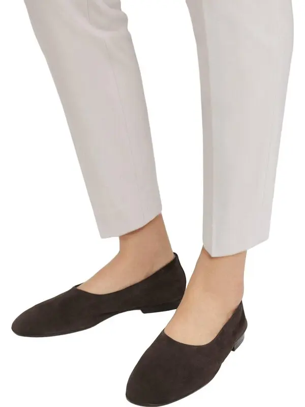 Theory Suede Ballerina Flats - Dark Brown