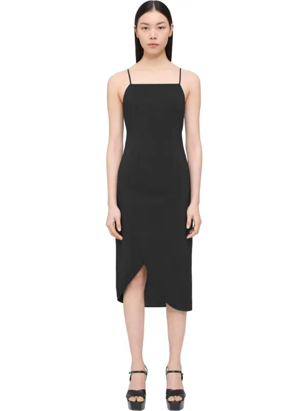 Theory Pleated Sleeveless Midi Dress - Black