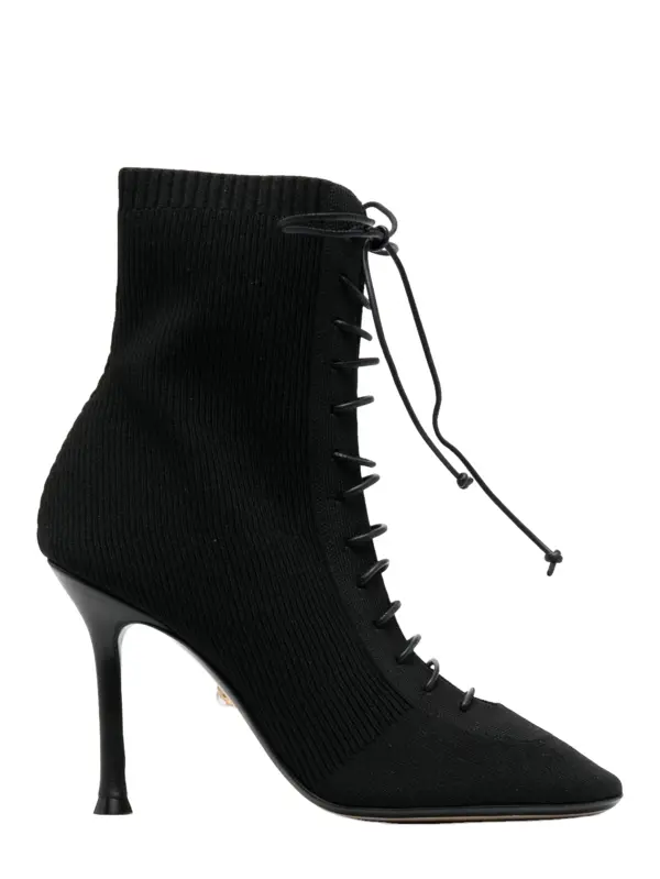 ALEVI MILANO Love Ribbed-knit Ankle Boots - Black