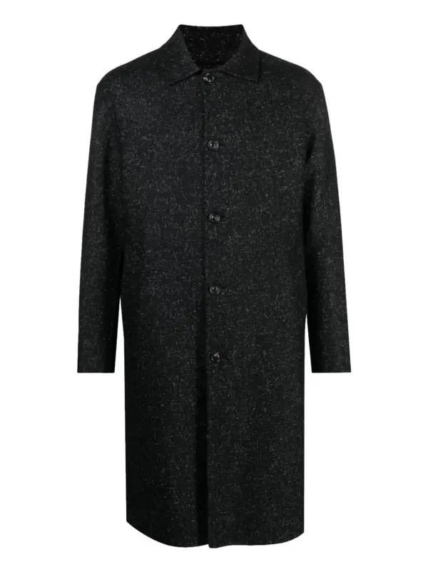 LARDINI Single-breasted Marled Coat - Black